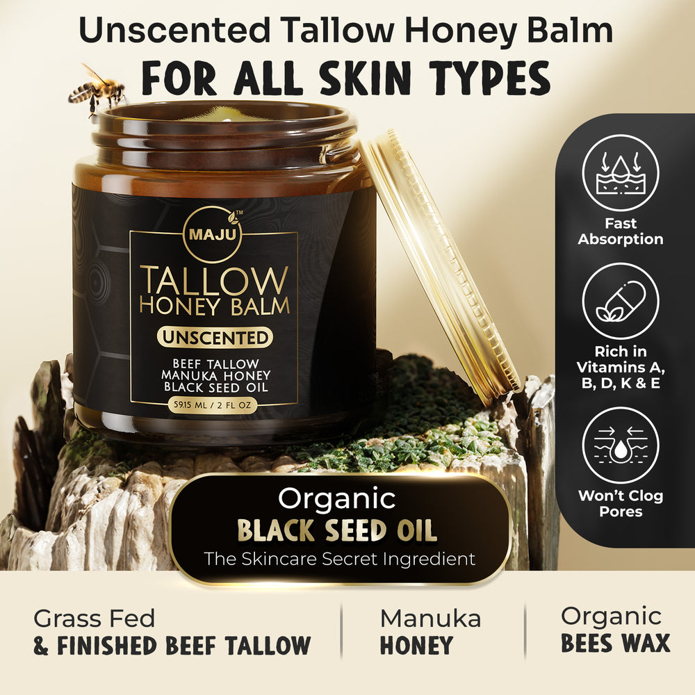 Tallow Black Seed Manuka Honey Balm, Unscented | Maju Superfoods