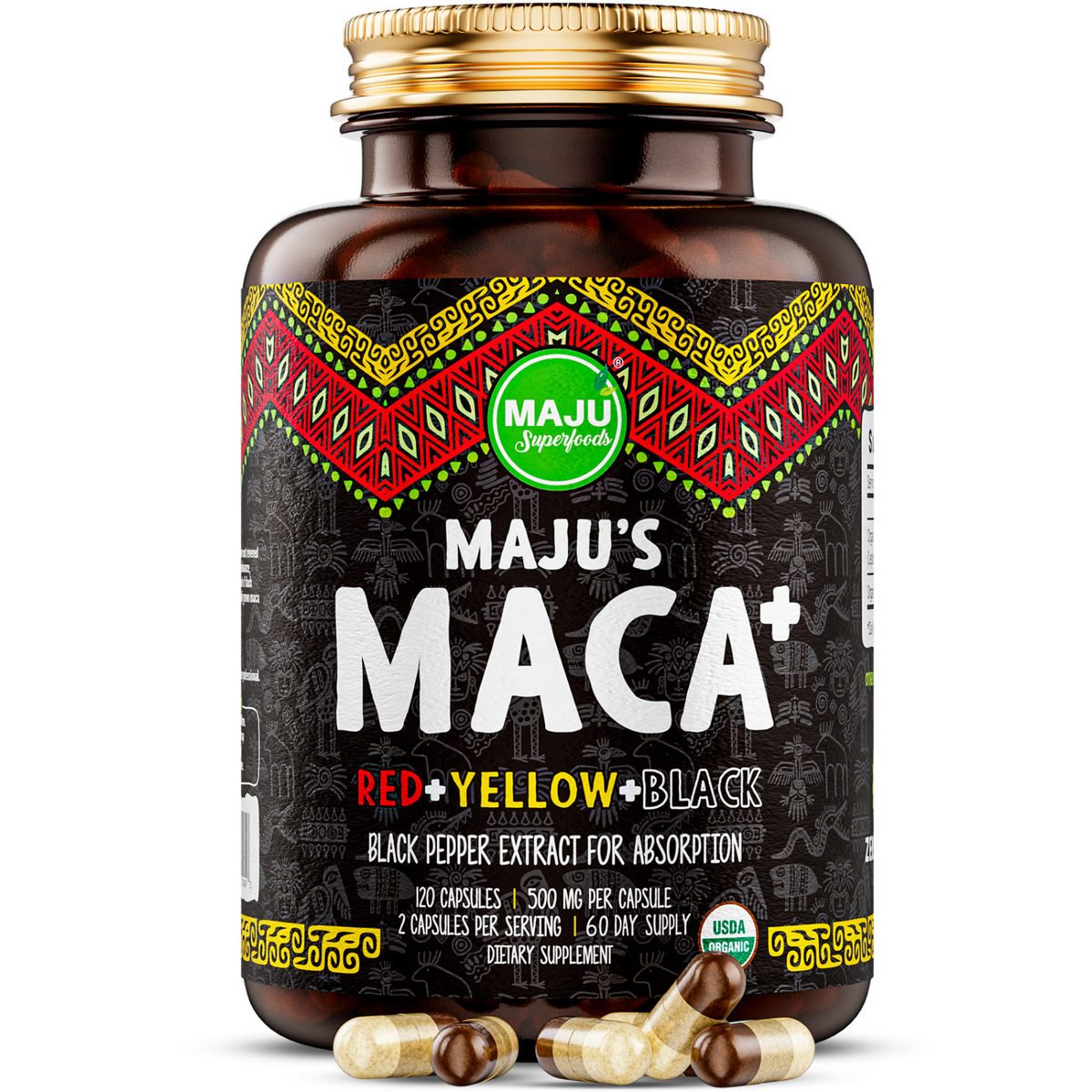 Organic Maca Plus™ Capsules (120ct) | Maju Superfoods